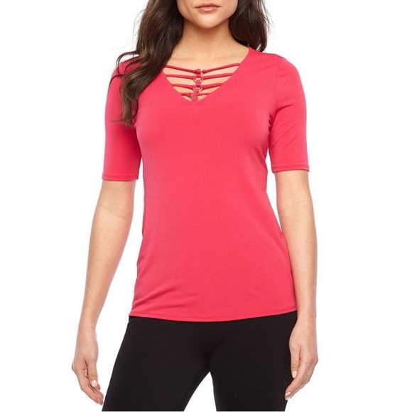 BOLD elements | Tops | Nwt Bold Elements Vneck Short Sleeve Crepe ...